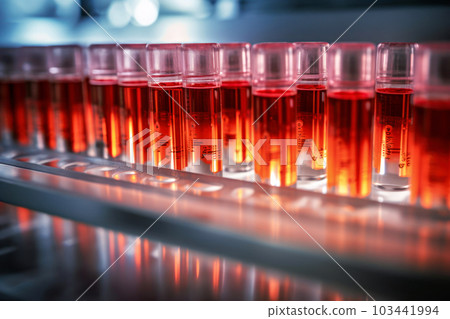 Red test tubes lined up in a lab rack - Stock Illustration [103441994 ...