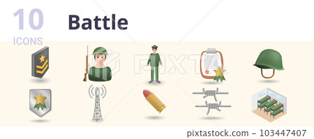 Battle set. Creative icons: military rank,... - Stock Illustration ...