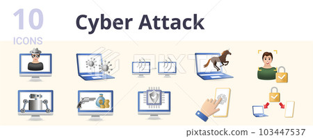 Cyber attack icons set. Creative elements:... - Stock Illustration [103447537] - PIXTA