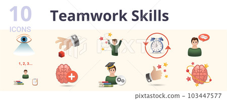 Teamwork skills set. Creative icons: visual... - Stock Illustration ...