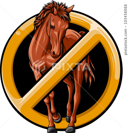 vector illustration of No horses sign on white... - Stock Illustration ...