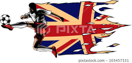 England soccer player with flag background vector - Stock Illustration ...
