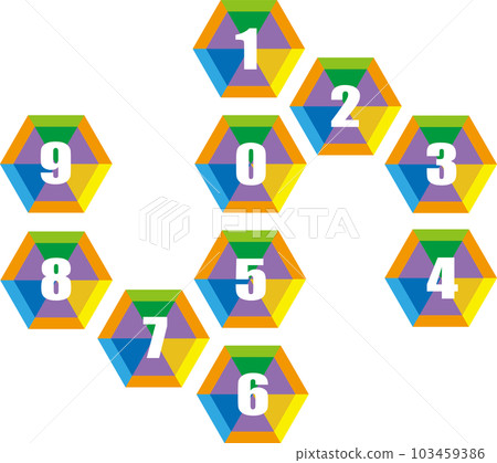 Hexagon colorful number icon set - Stock Illustration [103459386] - PIXTA