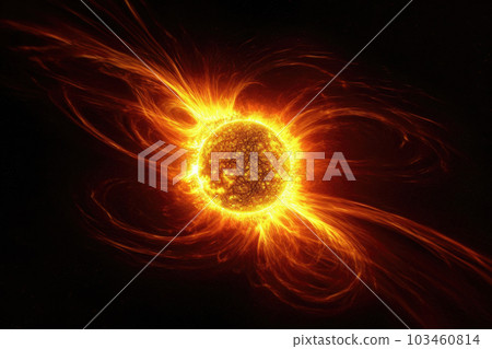 Surface of sun with prominences, solar... - Stock Illustration ...