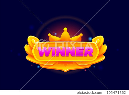 Game win popup banner, victory award badge or... - Stock Illustration ...