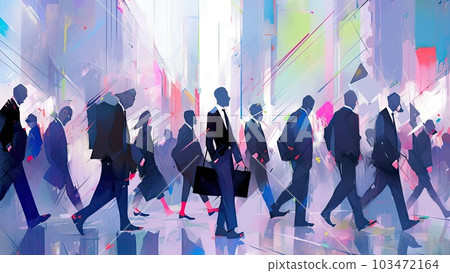 Abstract painting of a businessman commuting _2... - Stock Illustration ...