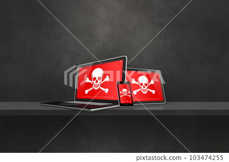 Laptop, tablet pc and smartphone on a shelf... - Stock Illustration ...