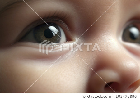Cute baby eye close-up parts photography "AI... - Stock Illustration ...