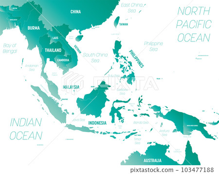 Labeled Physical Map Of South Asia