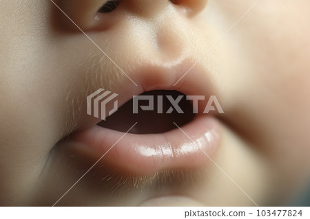 Newborn baby's cute mouth close-up (macro)... - Stock Illustration ...