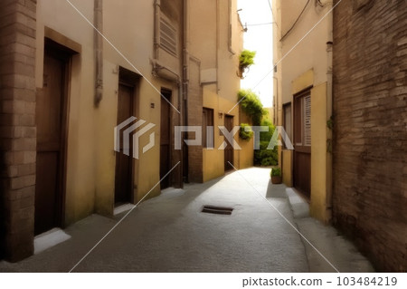 《AI Image》Back alley scenery - Stock Illustration [103484219] - PIXTA