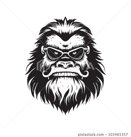 yeti, vintage logo concept black and white... - Stock Illustration ...
