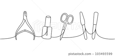 Manicure and pedicure tools one line continuous... - Stock Illustration ...