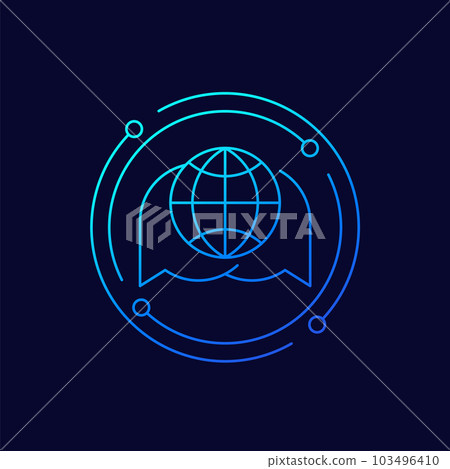 multi language translator icon, linear design - Stock Illustration ...