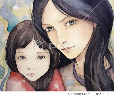 Single mother, Generative AI AI image - Stock Illustration [103502042 ...