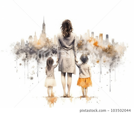 Single mother, Generative AI AI image - Stock Illustration [103502044 ...