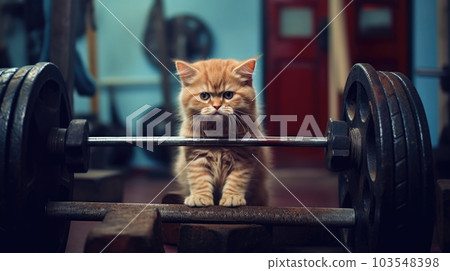 Funny cat in the gym in training, sports,... - Stock Illustration ...