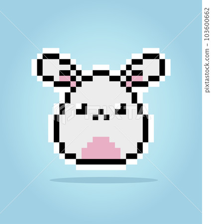 Pixel 8 bit cute bunny. Animal game assets in... - Stock Illustration ...
