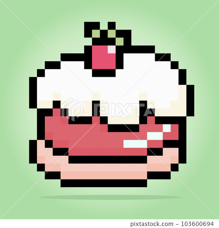 Pixel 8 bit A piece of cake. Birthday cake in...-插圖素材 [103600694] - PIXTA圖庫