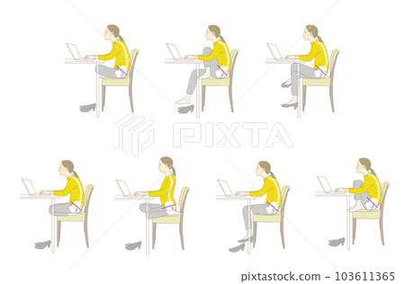 Example of bad sitting style for long desk work - Stock Illustration ...