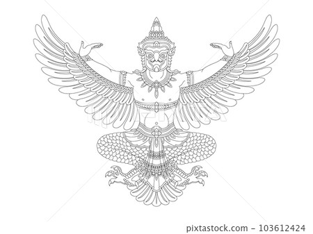 Garuda line drawing 1 - Stock Illustration [103612424] - PIXTA
