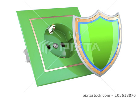 Electric socket with shield, 3D rendering - Stock Illustration ...