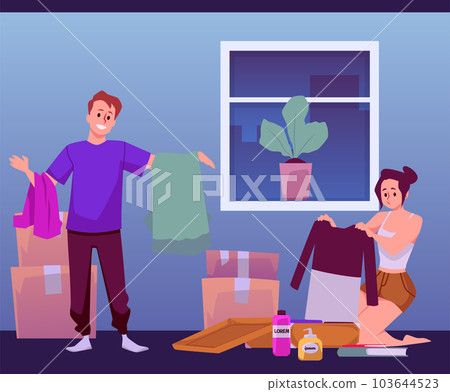Man Packing Suitcase Cartoon