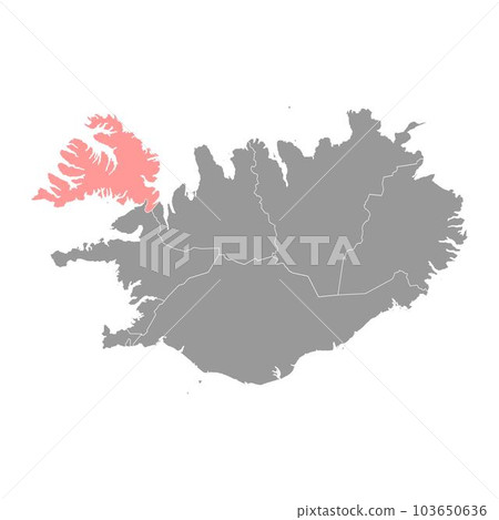 Westfjords district map, administrative... - Stock Illustration ...