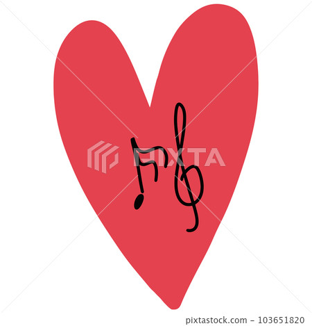 Heart symbol with notes and treble clef inside - Stock Illustration ...