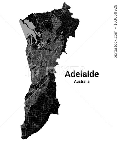 Adelaide map. Detailed black map of Adelaide... - Stock Illustration ...