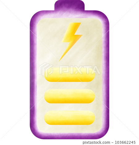 Purple Yellow Battery and Thunderbolt Shape - Stock Illustration ...