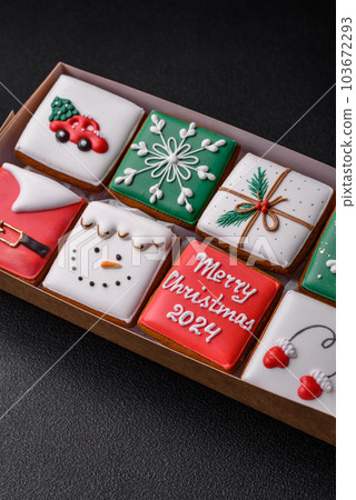 Beautiful colored Christmas gingerbread cookies... - Stock Photo ...