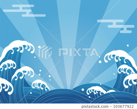 Happy wave background material - Stock Illustration [103677922] - PIXTA