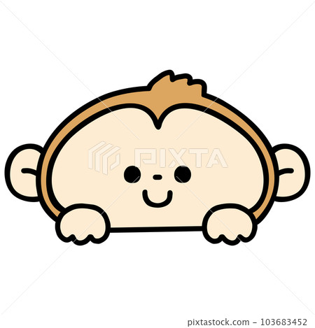 A cute monkey popping up - Stock Illustration [103683452] - PIXTA