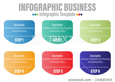 Infographic template with numbers six 6 option... - Stock Illustration ...