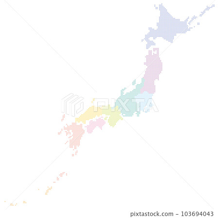 Dot map of Japan with prefectures without place... - Stock Illustration ...