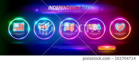 Neon USA Independence Day Set - Stock Illustration [103704714] - PIXTA