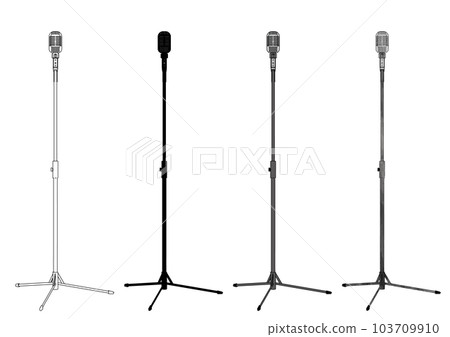 Cool illustration set of skeleton stand microphone - Stock Illustration ...