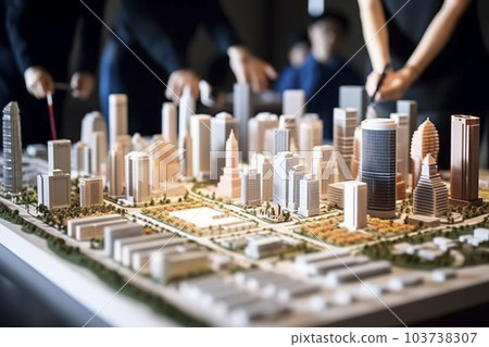 Urban planning image of architectural model "AI... - Stock Illustration ...