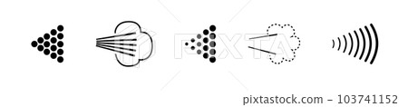 Spray icons set. Spray steam icons. cleanning... - Stock Illustration ...