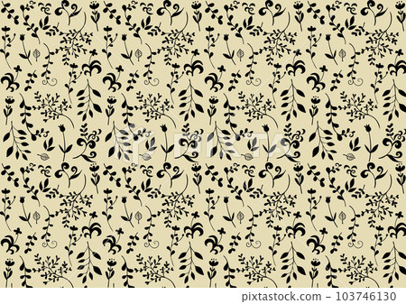 Simple botanical pattern (black) - Stock Illustration [103746130] - PIXTA