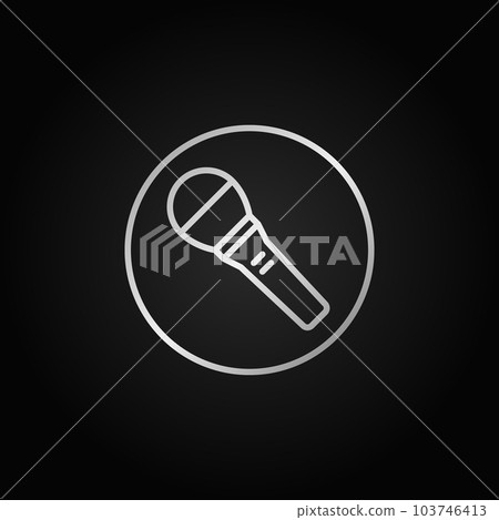 Microphone in circle vector silver line icon or... - Stock Illustration ...