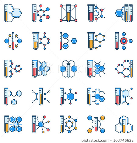 Chemical Compound with Test Tube icons set.... - Stock Illustration ...