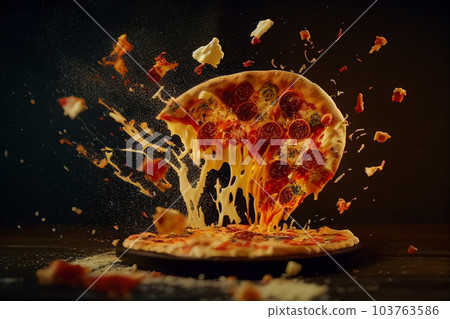 Pizza and Splashes of cheese and red pepper. - Stock Illustration ...