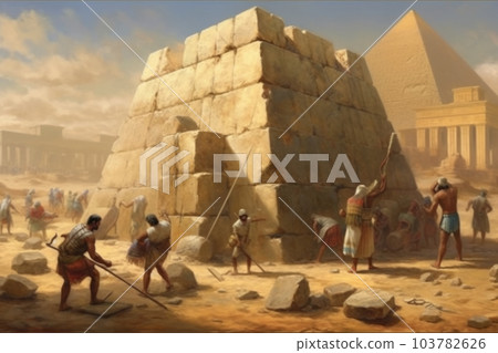 People Building Pyramids in Ancient Egypt: AI... - Stock Illustration ...