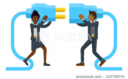 Connecting Electrical Plug Together People Concept - Stock Illustration ...