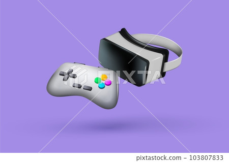3D video game. VR icons. Metaverse elements.... - Stock Illustration ...