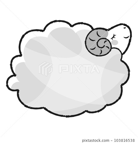 Simple and cute fluffy sheep (sideways) black... - Stock Illustration ...