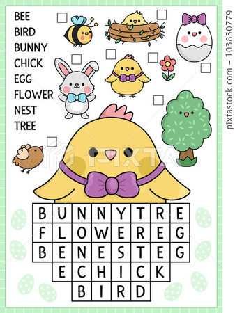 Vector Easter egg shaped word search puzzle for... - Stock Illustration ...