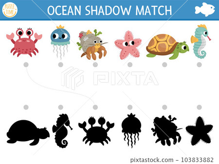 Under the sea shadow matching activity. Ocean... - Stock Illustration ...